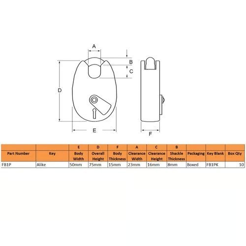 Fire Brigade FB1 Open Shackle Galvanised Padlock - Mr. Padlock